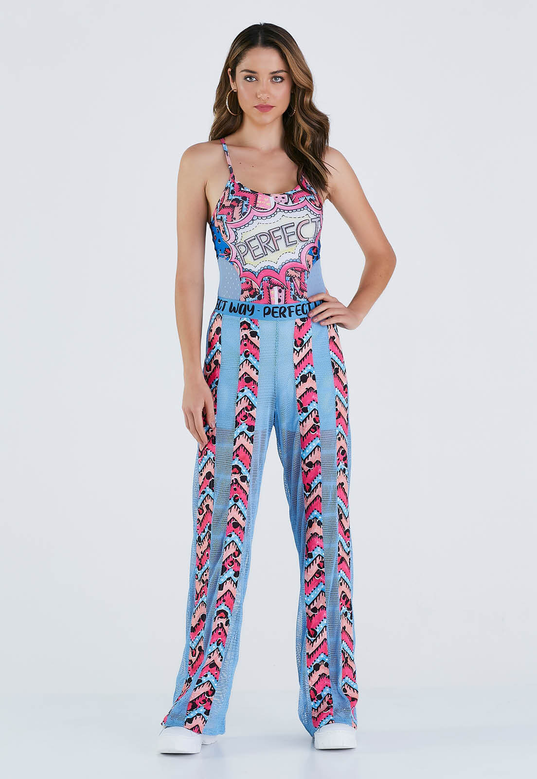 CONJUNTO BODY MAIS CALÇA CÓS BAIXO DE TELA COM ESTAMPA EXCLUSIVA ROSA E ...